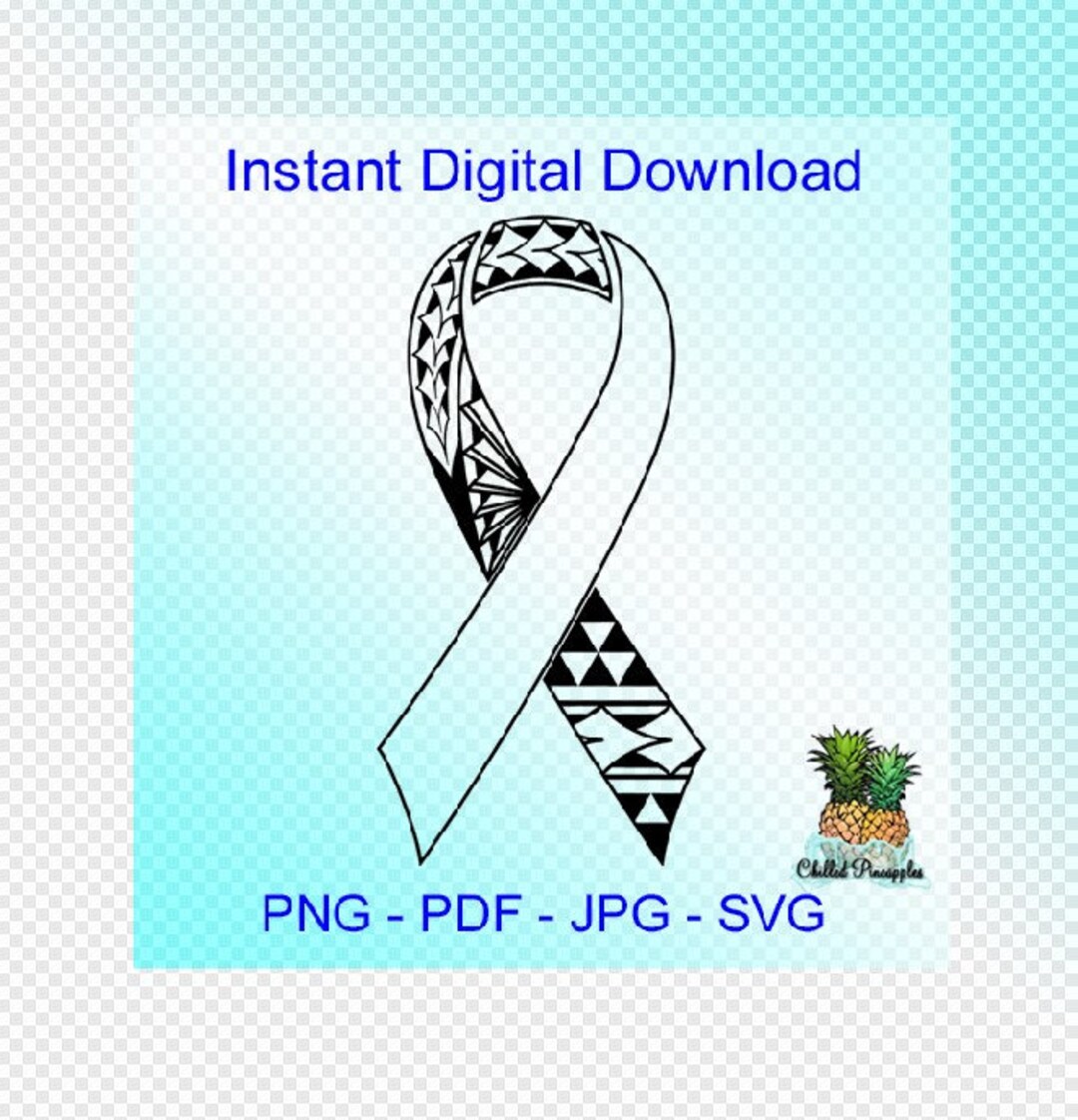 Digital Download - Polynesian Tribal Cancer Awareness Ribbon Graphics ...