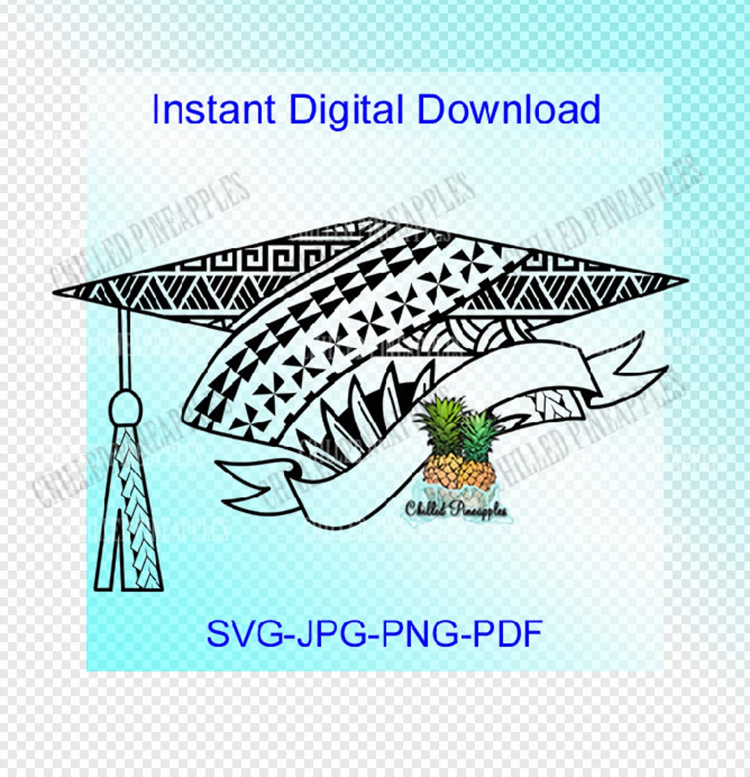 Digital Download Graduation Cap With Polynesian Tribal and Text Banner ...
