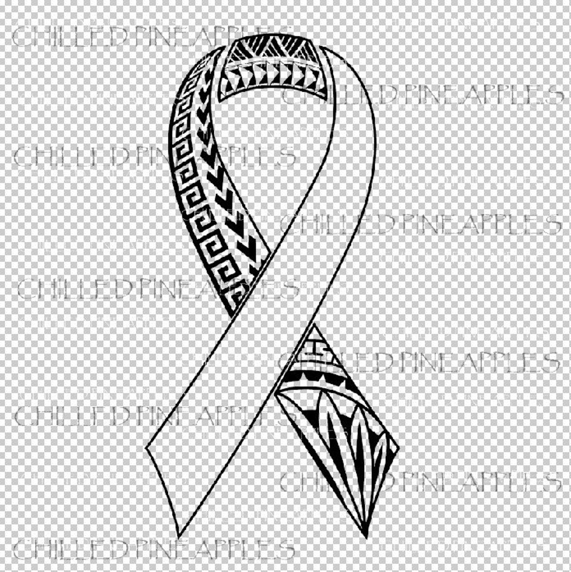Digital Download Polynesian Tribal Cancer Awareness Ribbon | Etsy