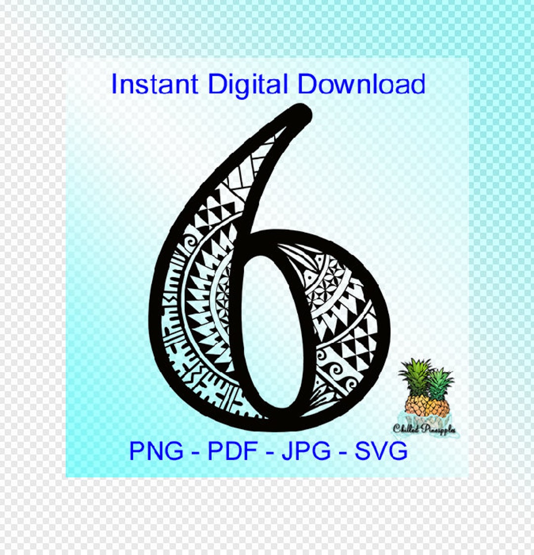 Digital Download Polynesian Tribal Number "6" Graphics - Pdf, Jpg, Png ...