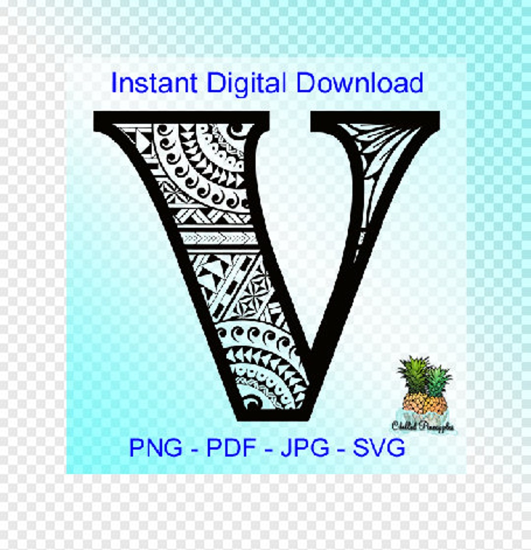 Digital Download Polynesian Tribal Letter "v" Graphics - Pdf, Jpg, Png ...