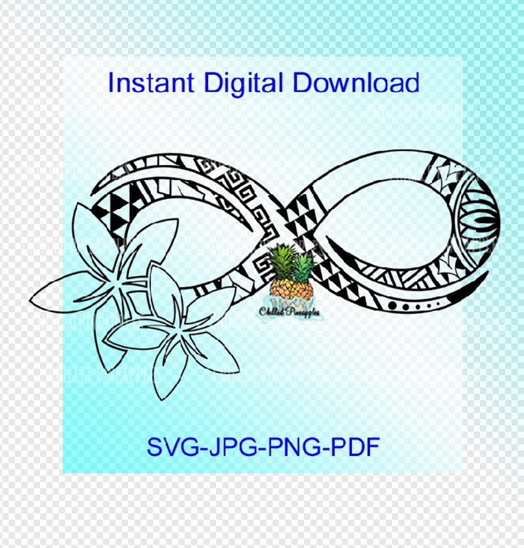 Digital Download Infinity Symbol With Plumeria Flowers and Polynesian ...