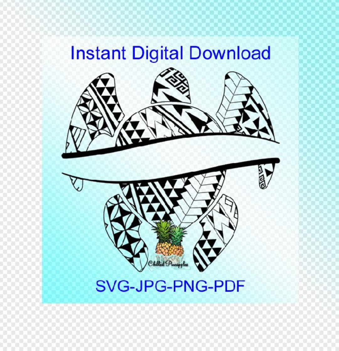 Digital Download - Sea Turtle, Honu 1 and Polynesian Tribal Text Box ...