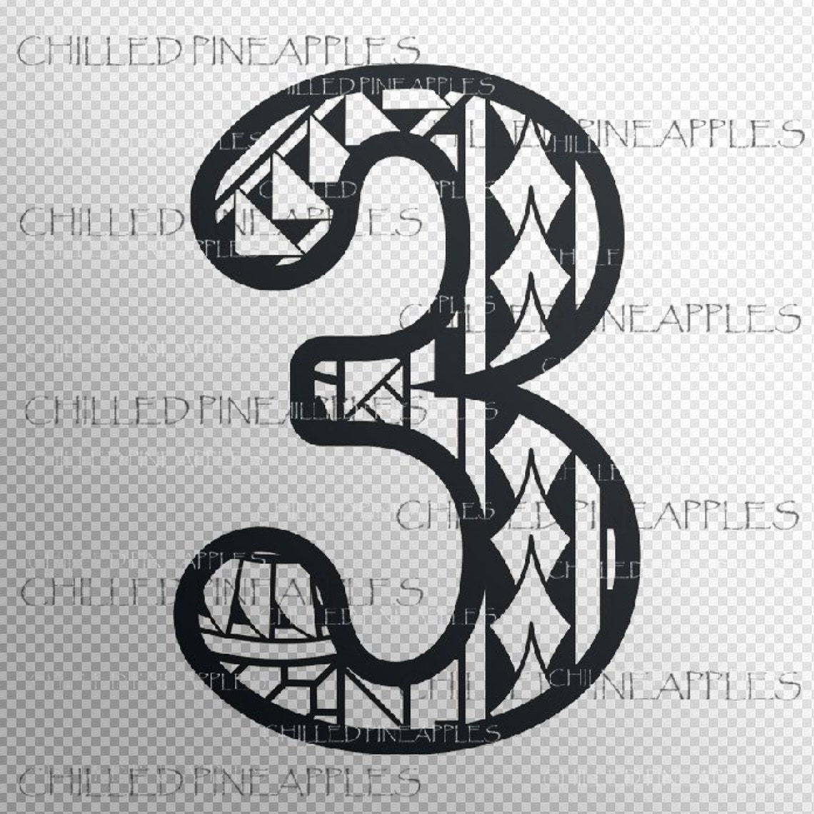 Digital Download - EASY WEED Polynesian Tribal Number "3" Graphics ...