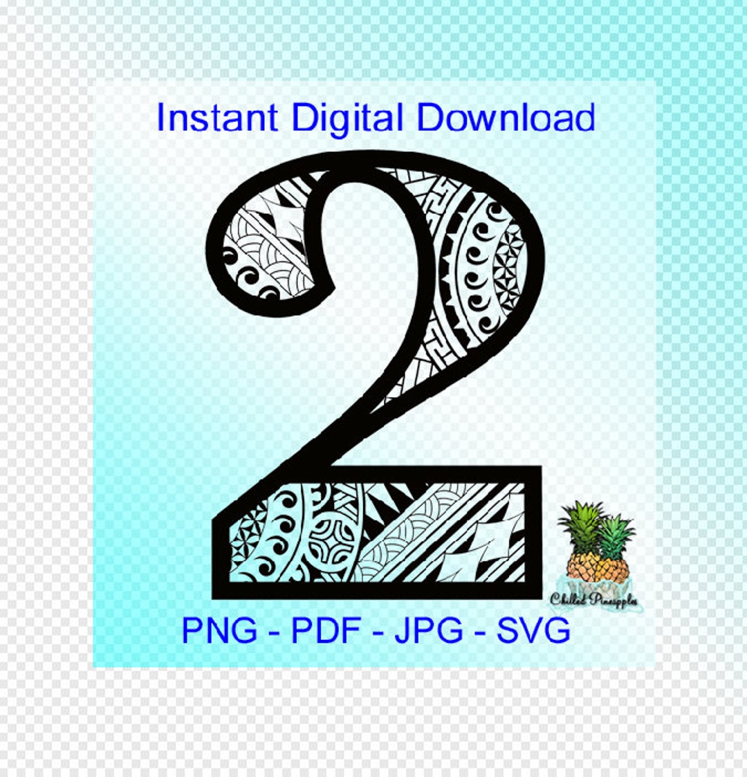 Digital Download Polynesian Tribal Number "2" Graphics - Pdf, Jpg, Png ...
