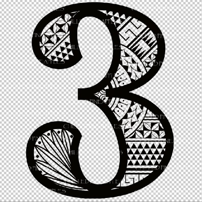 Digital Download Polynesian Tribal Number "3" Graphics - Pdf, Jpg, Png ...