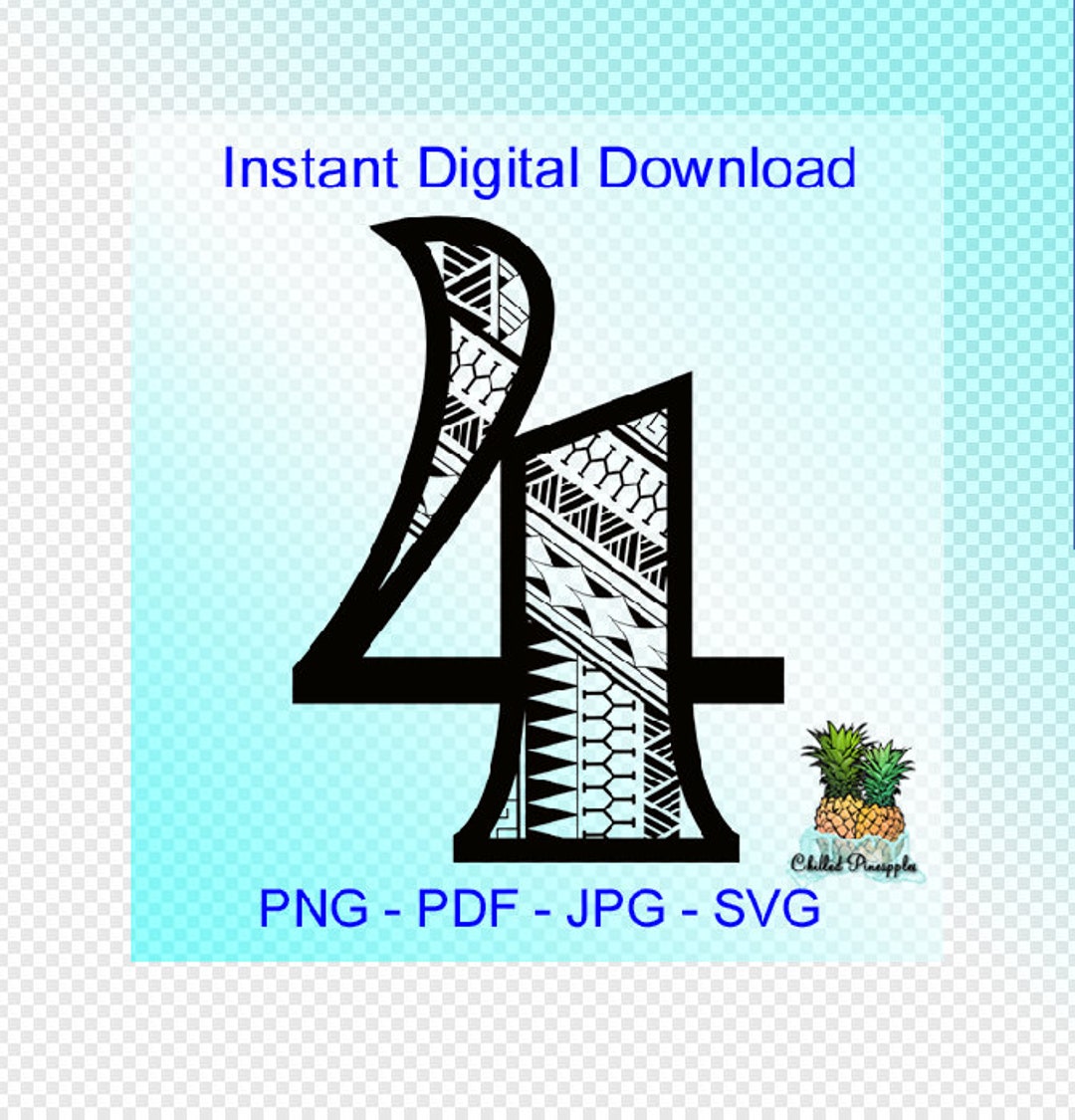 Digital Download Polynesian Tribal Number "4" Graphics - Pdf, Jpg, Png ...