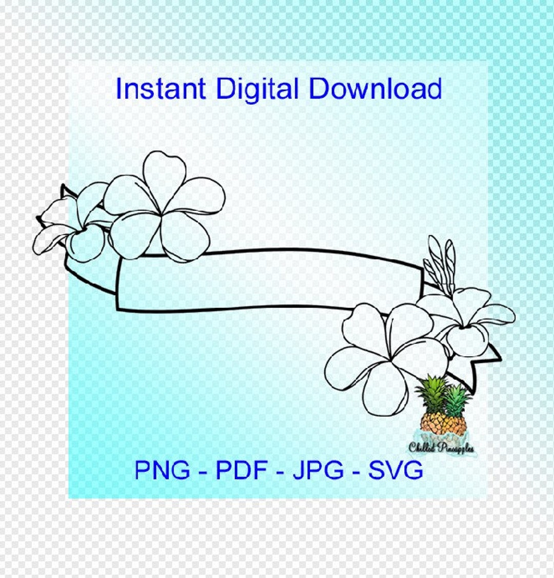 Digital Download - Plumeria Banner Graphics - Pdf, Jpg, Png, Svg - Cut ...