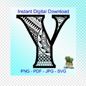Digital Download Polynesian Tribal Letter "y" Graphics - Pdf, Jpg, Png ...