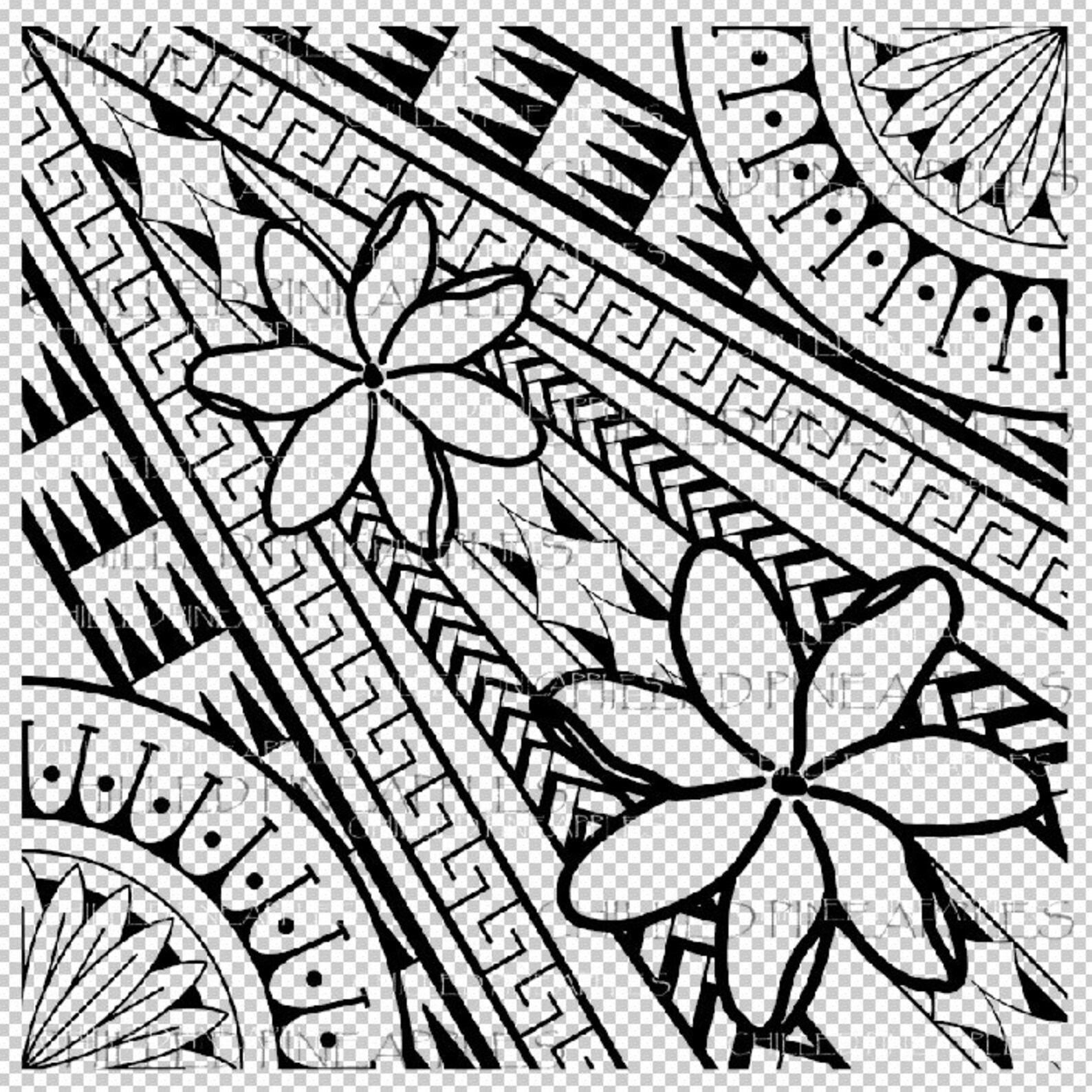 Digital Download Polynesian Tribal & Tiare Block Graphics - Etsy