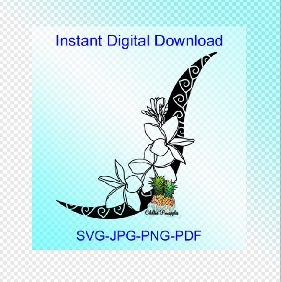 Digital Download Plumeria Frangipani Tipani Flowers and Swirl ...