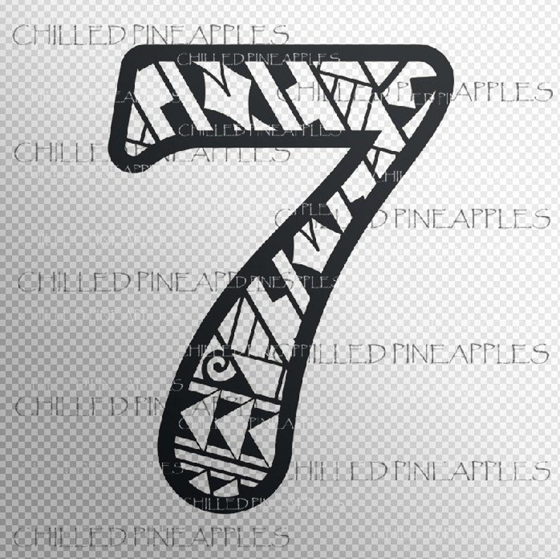Digital Download - EASY WEED Polynesian Tribal Number "7" Graphics ...