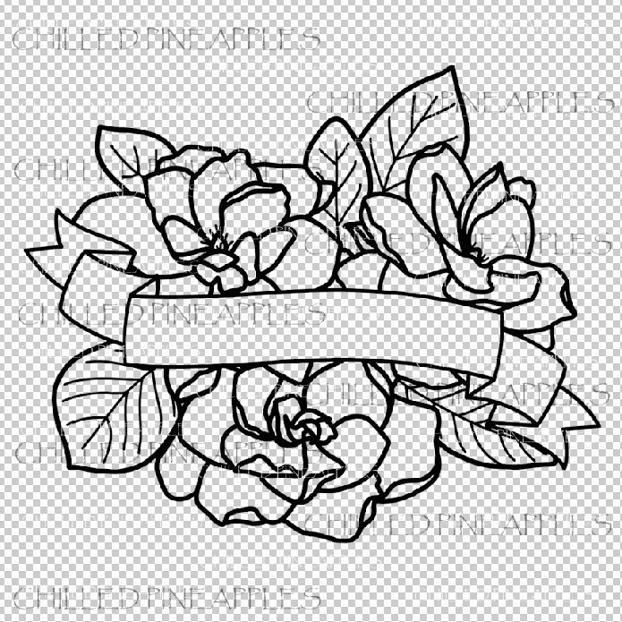 Digital Download - Gardenia Bunch & Name Text Box Banner Graphics - Pdf ...