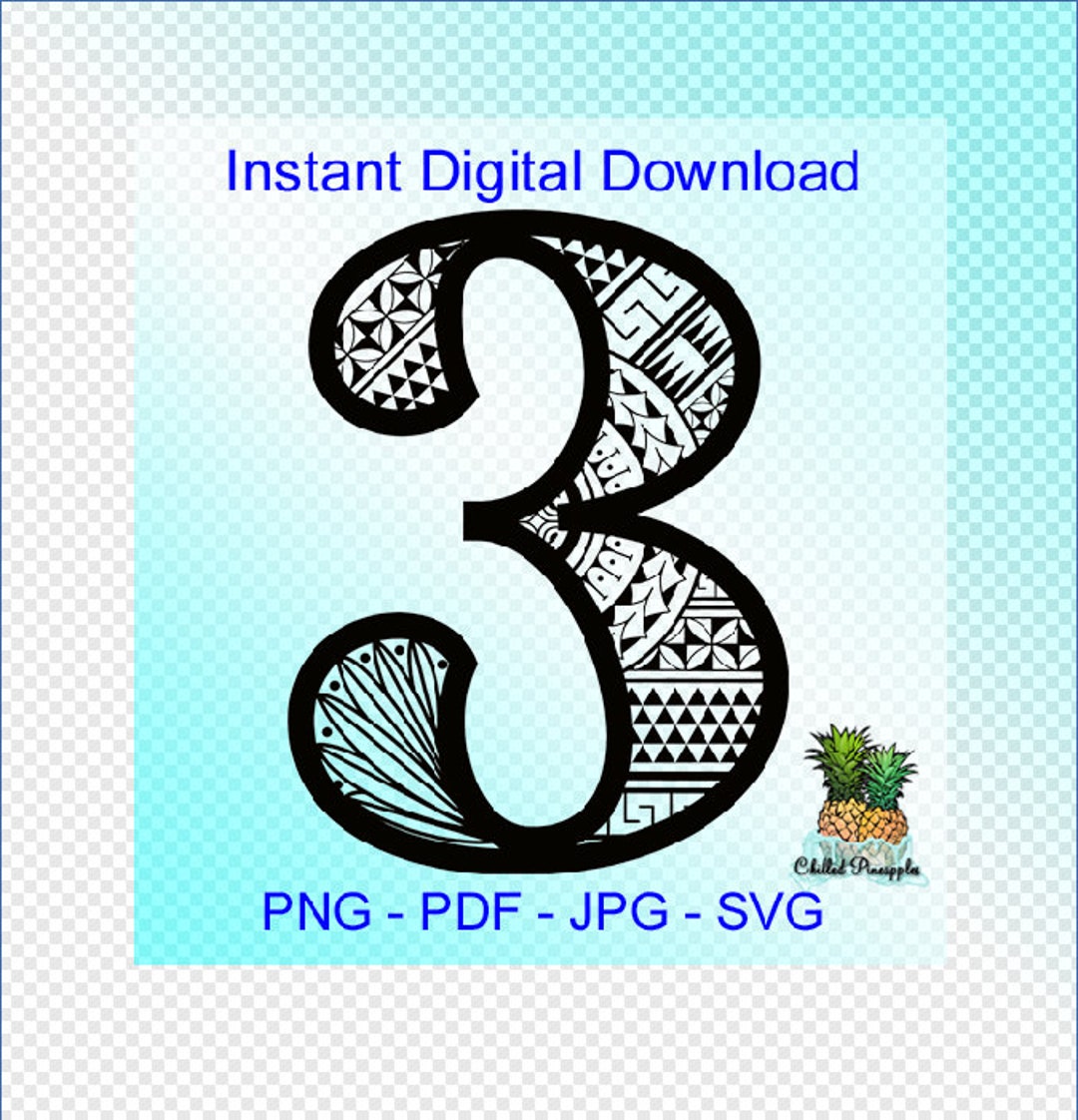 Digital Download Polynesian Tribal Number "3" Graphics - Pdf, Jpg, Png ...
