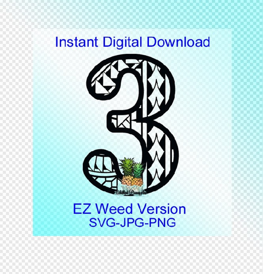 Digital Download - EASY WEED Polynesian Tribal Number "3" Graphics ...