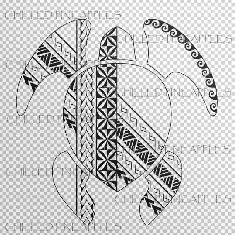 Digital Download Sea Turtle, Honu 3 With Polynesian Tribal Graphics Pdf ...
