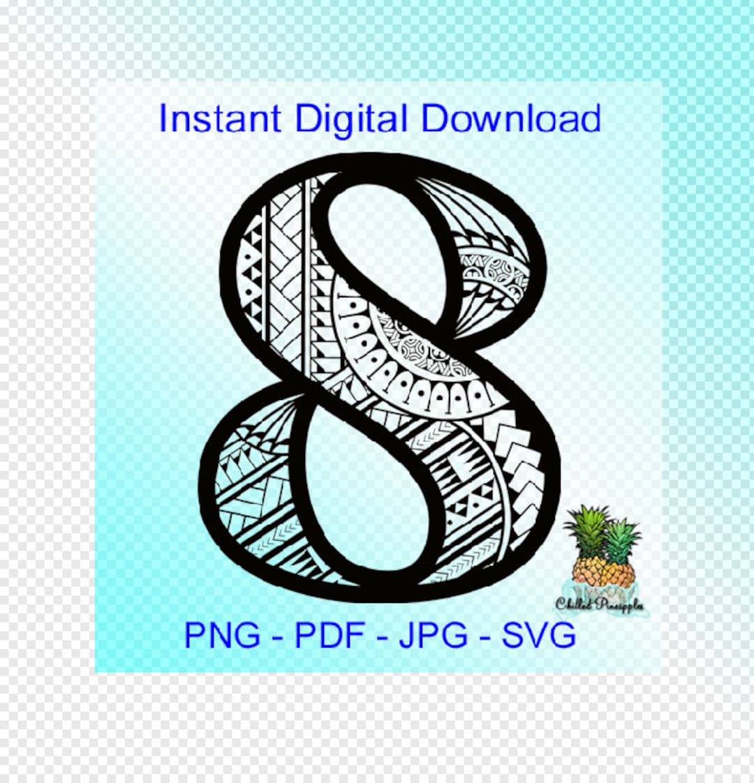Digital Download Polynesian Tribal Number "8" Graphics - Pdf, Jpg, Png ...