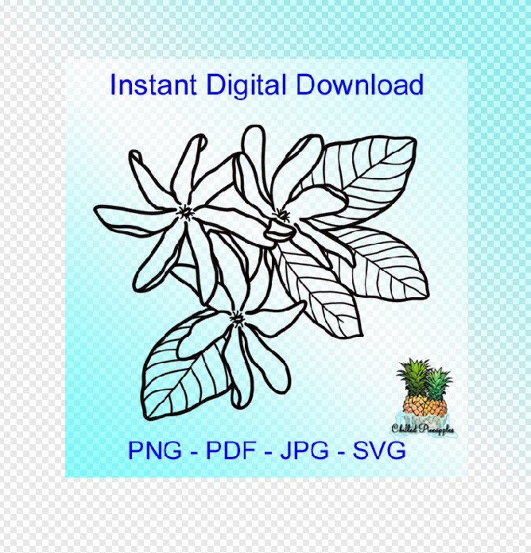 Digital Download - Tropical Island Flowers Tiare Tahitian Gardenia ...