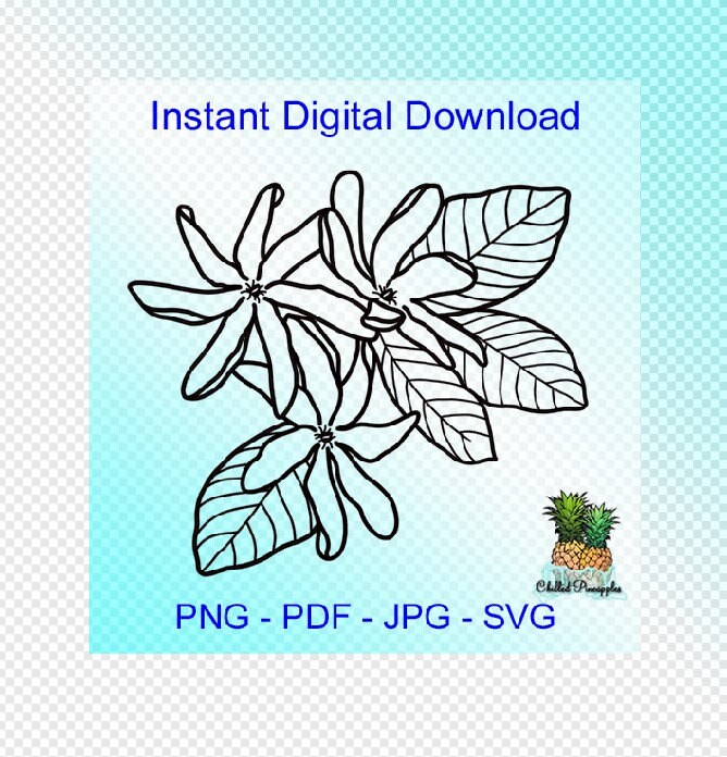 Digital Download - Tropical Island Flowers Tiare Tahitian Gardenia ...