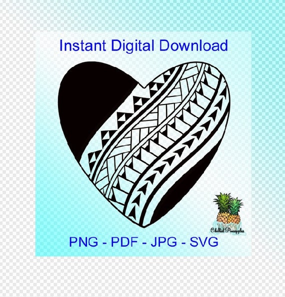 Digital Download Polynesian Tribal Heart Graphics Pdf | Etsy