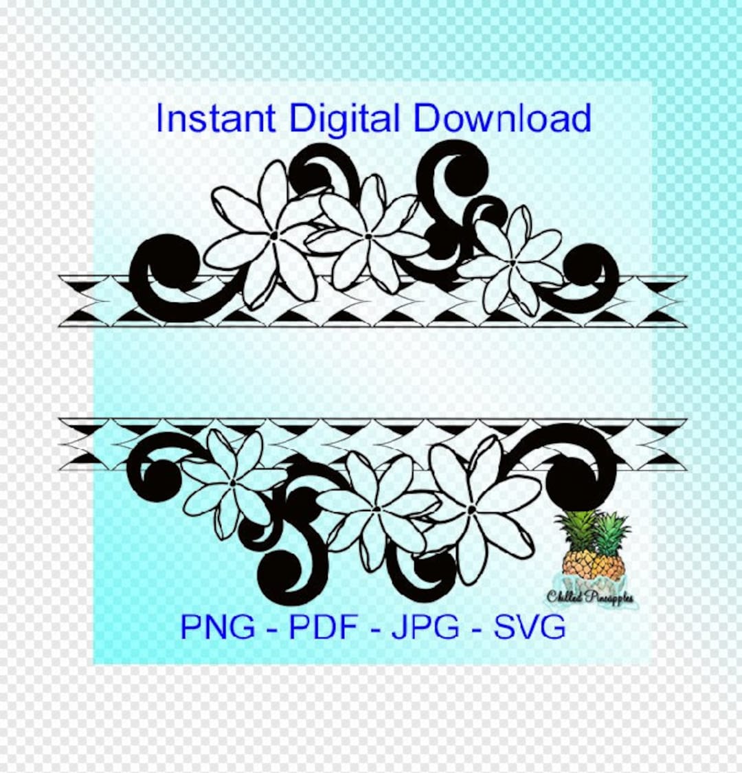 Digital Download Tiare Tahitian Gardenia and Tribal Text Banner ...