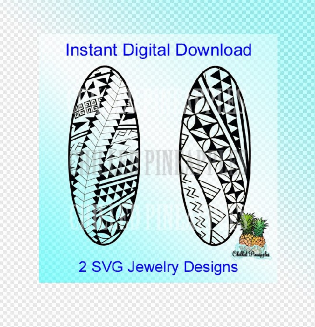 Digital Download - Two (2) Polynesian Oval Jewelry Graphics Designs V3 ...
