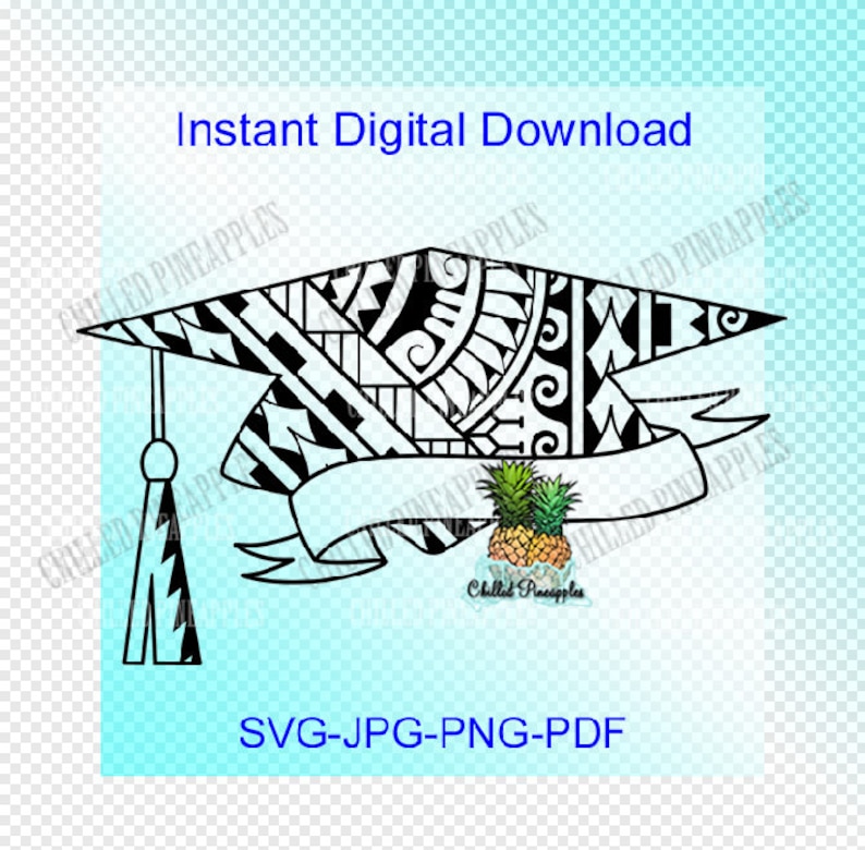 Digital Download Graduation Cap With Polynesian Tribal and - Etsy