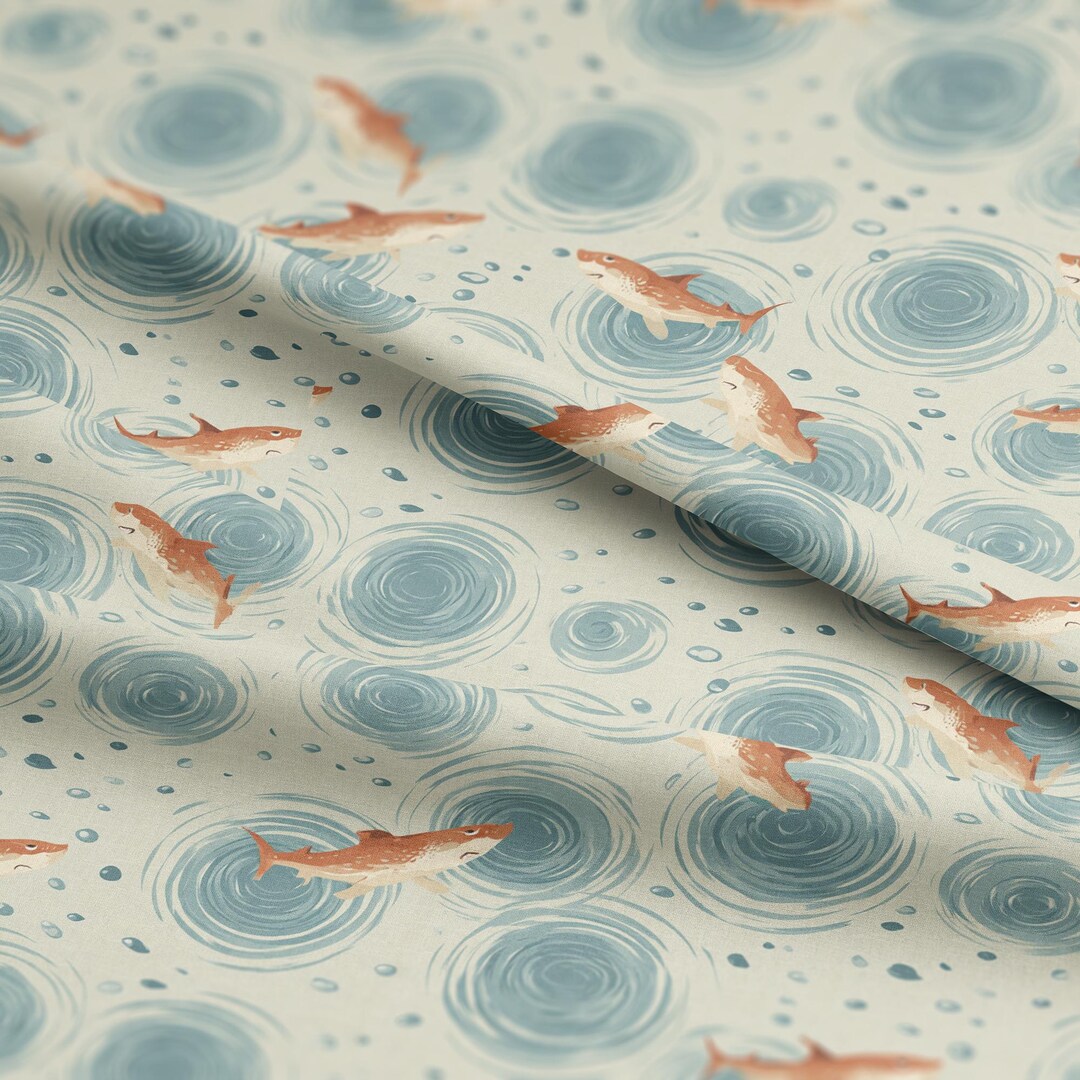 Watercolor Playful Dolphins Pattern, Fabric by the Yard, 58 In" Wide ...