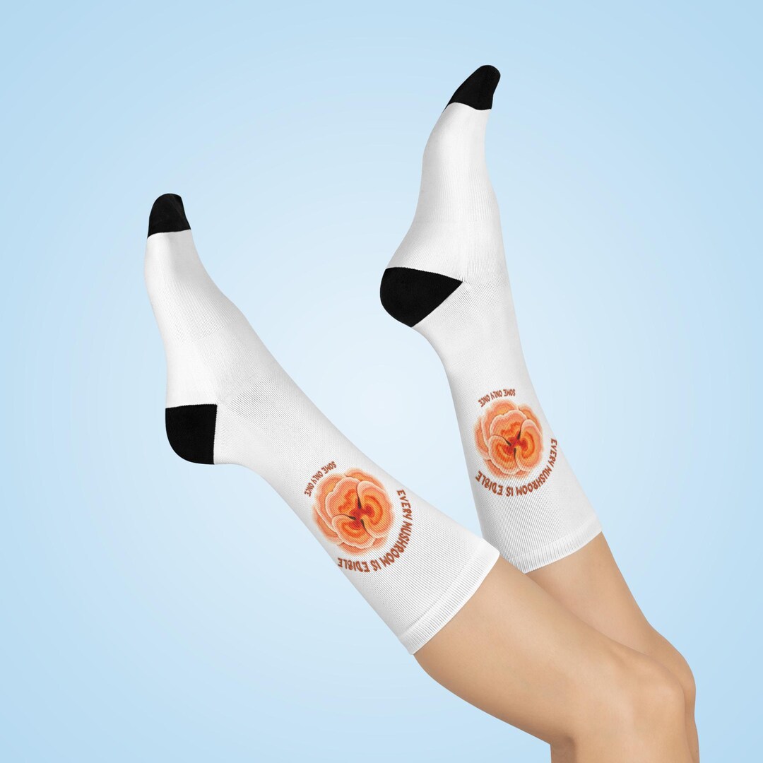 Every Mushroom is Edible Cushioned Crew Socks Turkey Tail Mushroom ...