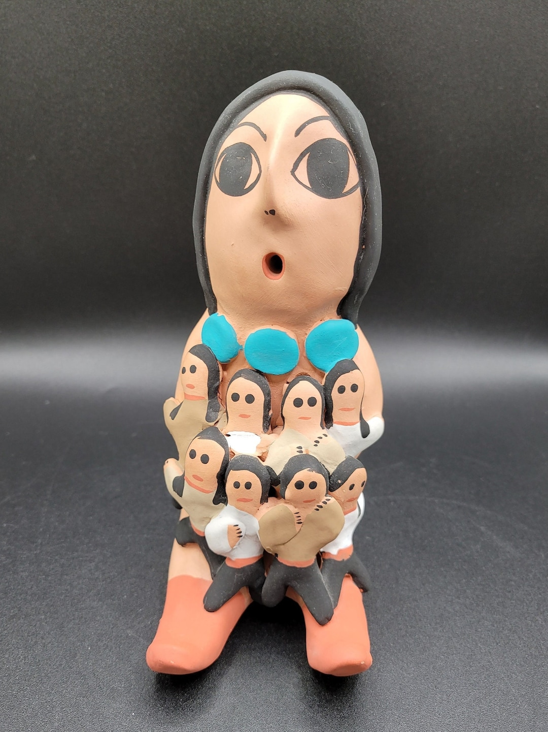 Native American Ceramic Clay Storyteller Woman Figurine Statue Signed ...