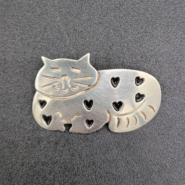 Sterling Cat Pin - Etsy