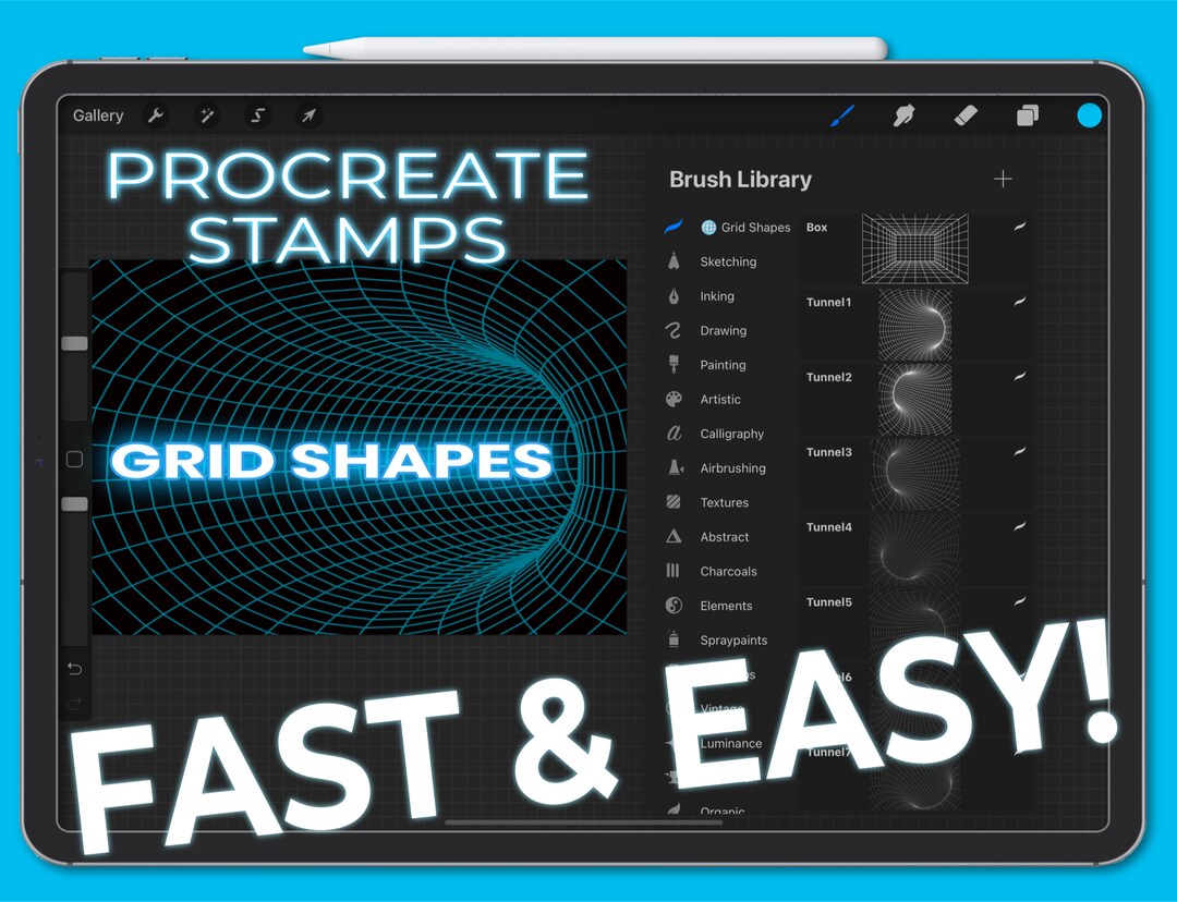 Procreate Grid Stamps - 3D Line Art & Futuristic Illustration Tools ...