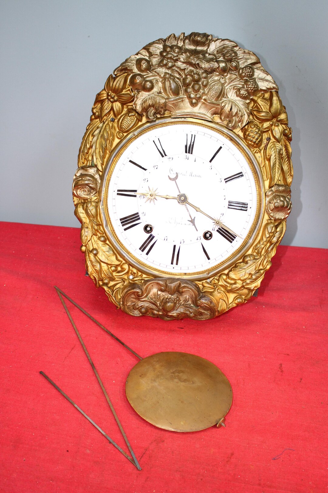 Beautiful Vintage Baroque French Wall Clock With Calendar Pendulum ...