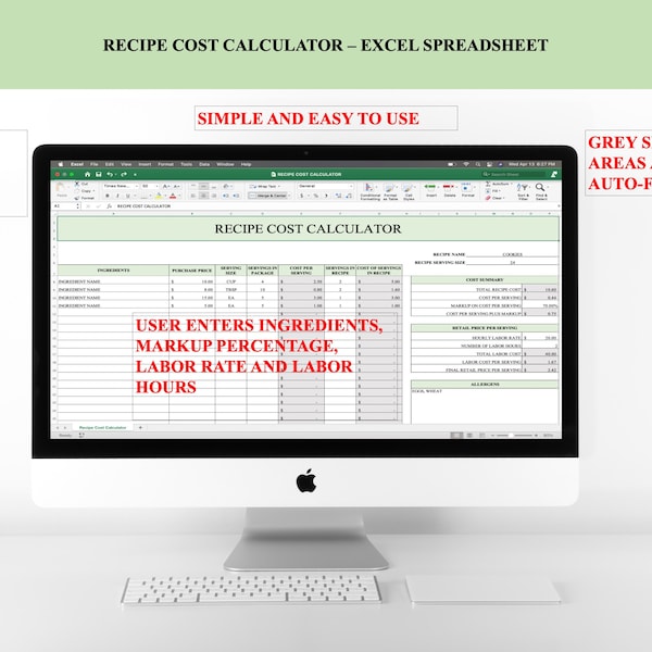 Cost Calculator Template Excel - Etsy