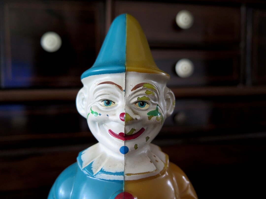 Vintage Roly Poly Creepy Clown Rolly Toys West Germany Mid-century Toy ...