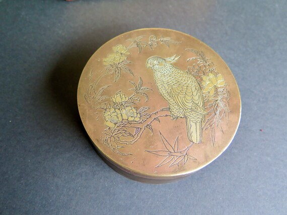 Antique Asian Opium Box Engraved Bronze Cylindrical Metal | Etsy