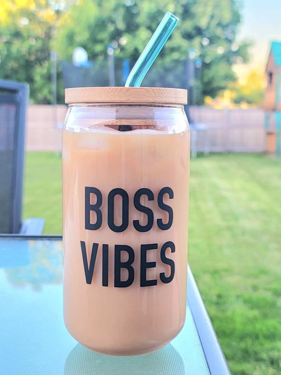 Boss Vibes Glass Cup Chic Glass Cup Trendy Glass Cup 16oz Cup Cute ...