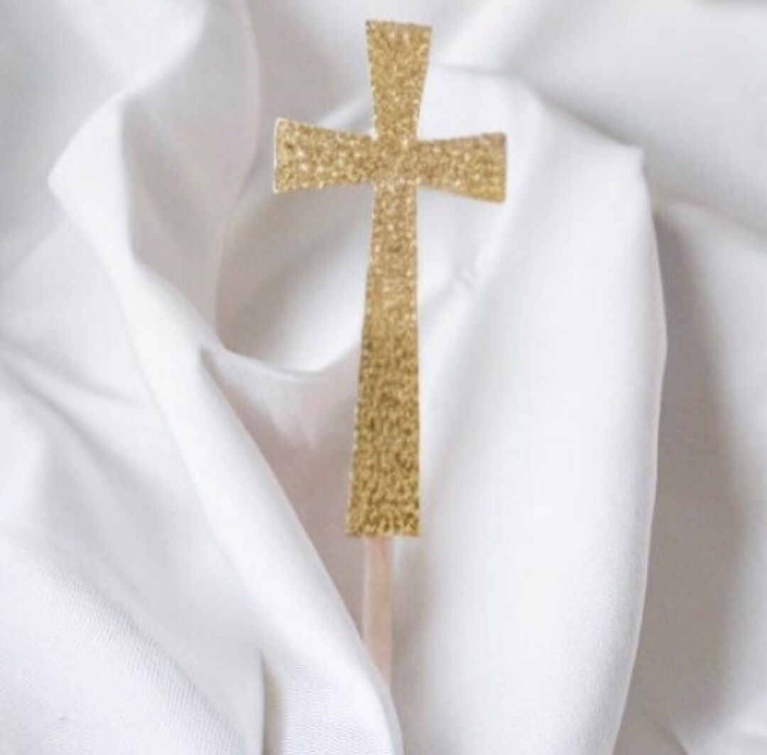 Set of 24 Cross Cupcake Toppers Gold and Silver Toppers - Etsy