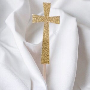 Set of 24 Cross Cupcake Toppers| Gold and Silver Toppers | Holy 1st ...