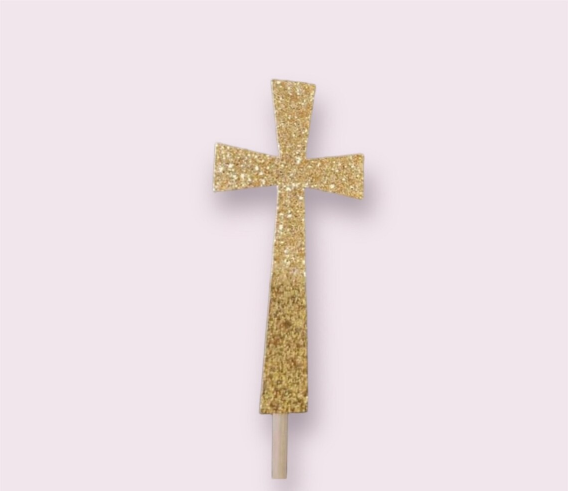 Set of 24 Cross Cupcake Toppers Gold and Silver Toppers Holy 1st ...