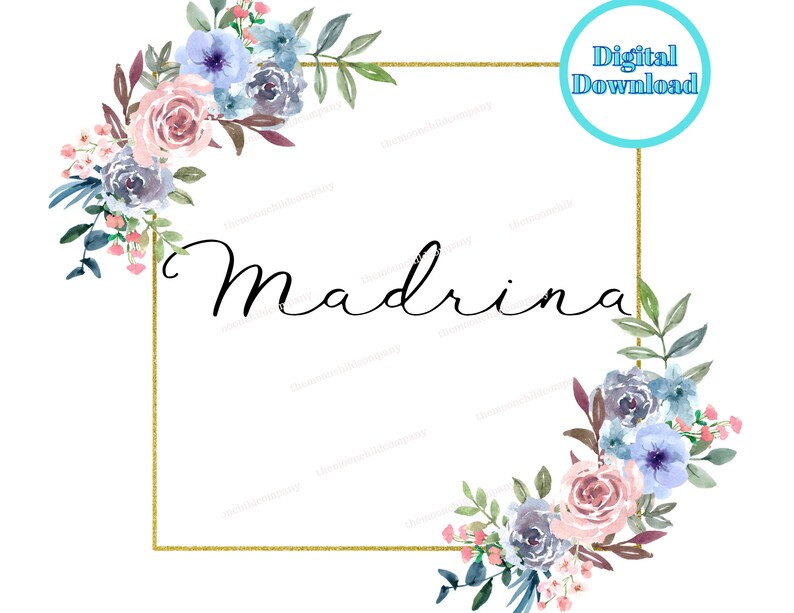 Madrina Proposal PNG: Blue Floral Design (digital Download) - Etsy