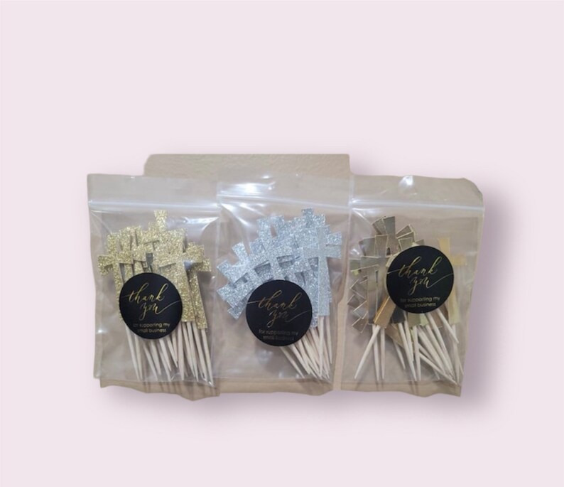 Set of 24 Cross Cupcake Toppers Gold and Silver Toppers - Etsy