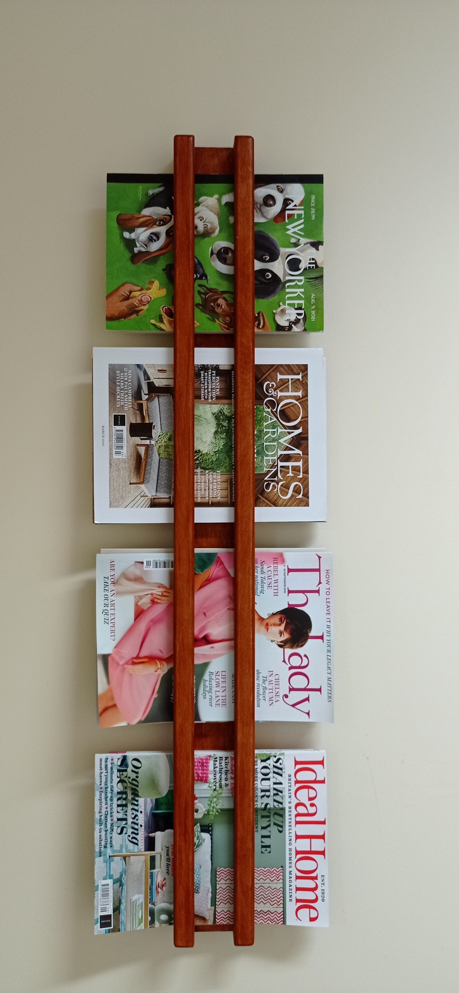 Wooden Wall Mounted Magazine Rack - Wall Magazine Display - Magazine ...