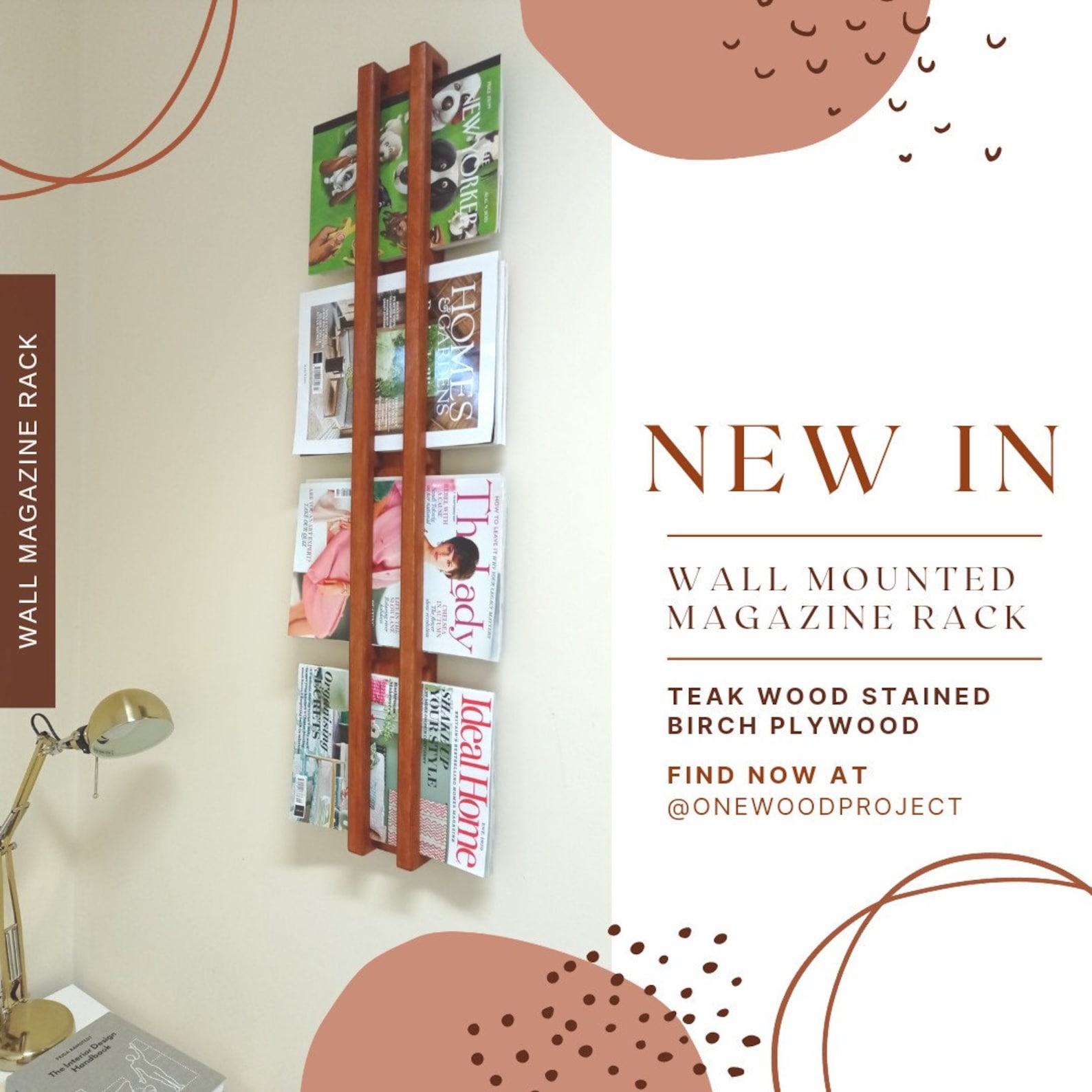 Wooden Wall Mounted Magazine Rack - Wall Magazine Display - Magazine ...