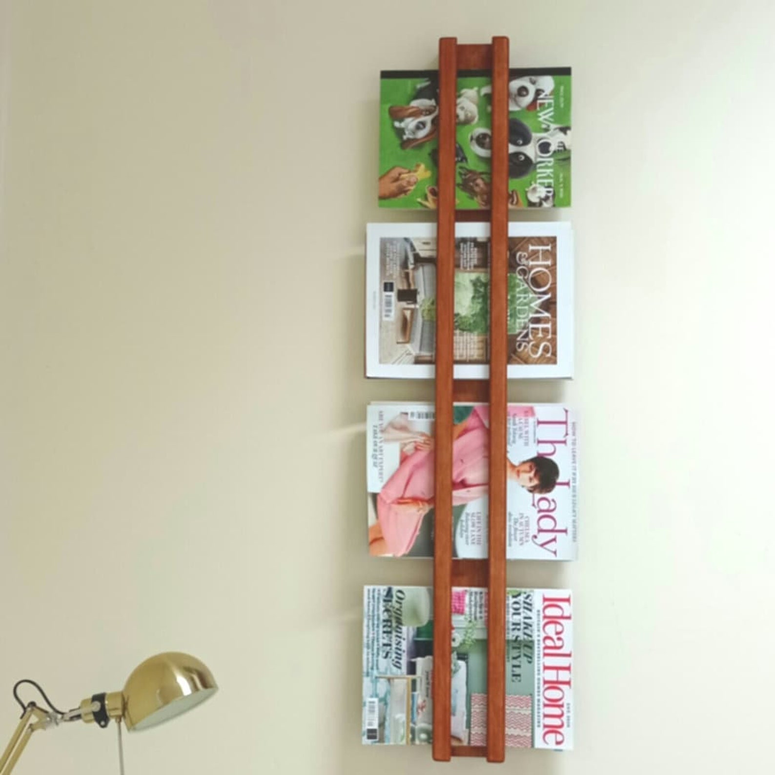 Wooden Wall Mounted Magazine Rack - Wall Magazine Display - Magazine ...