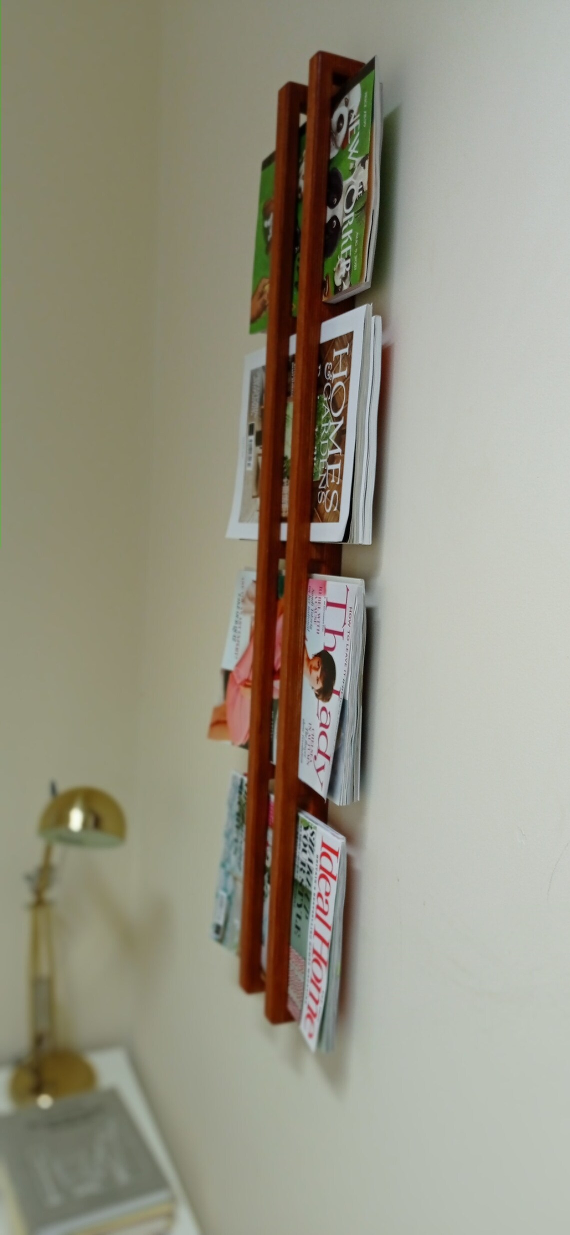 Wooden Wall Mounted Magazine Rack Wall Magazine Display Magazine ...