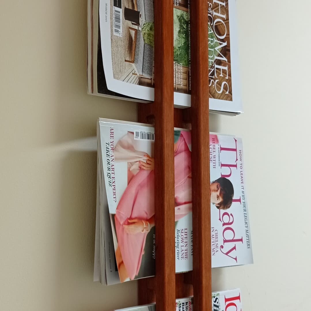 Wooden Wall Mounted Magazine Rack - Wall Magazine Display - Magazine ...