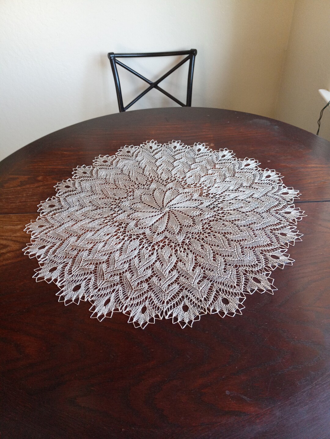 Round Tablecloth Doily Gold-beige Cotton Lace Knitted 24 Inches 61 Cm ...