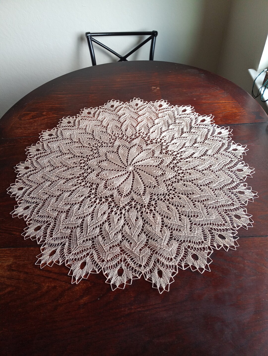 Round Tablecloth Doily Alabaster Cotton Lace Knitted 31 Inches (80 Cm ...