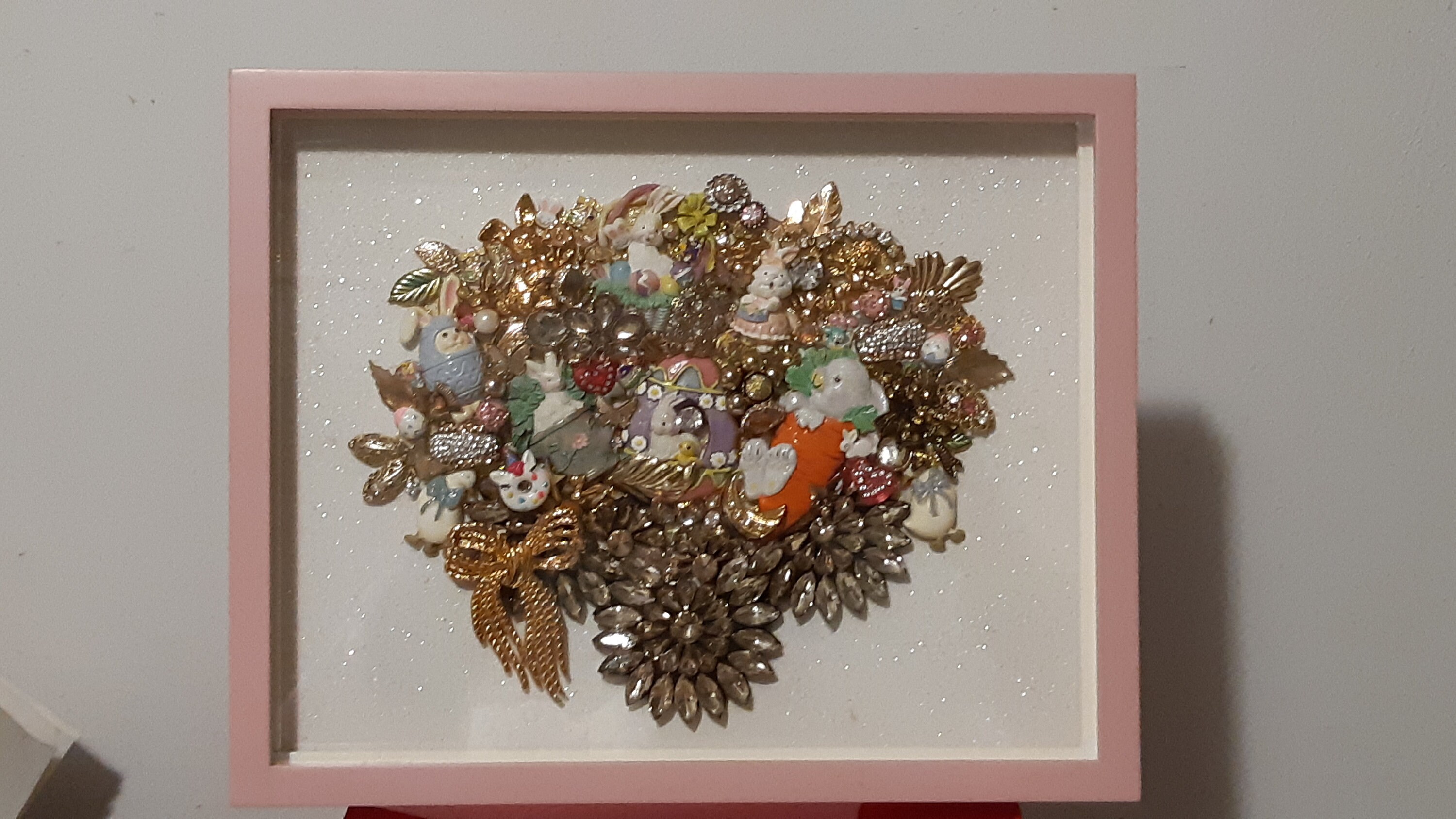 Bejeweled EASTER BASKET Shadow Box. Jewelry Collage Art. Made With ...